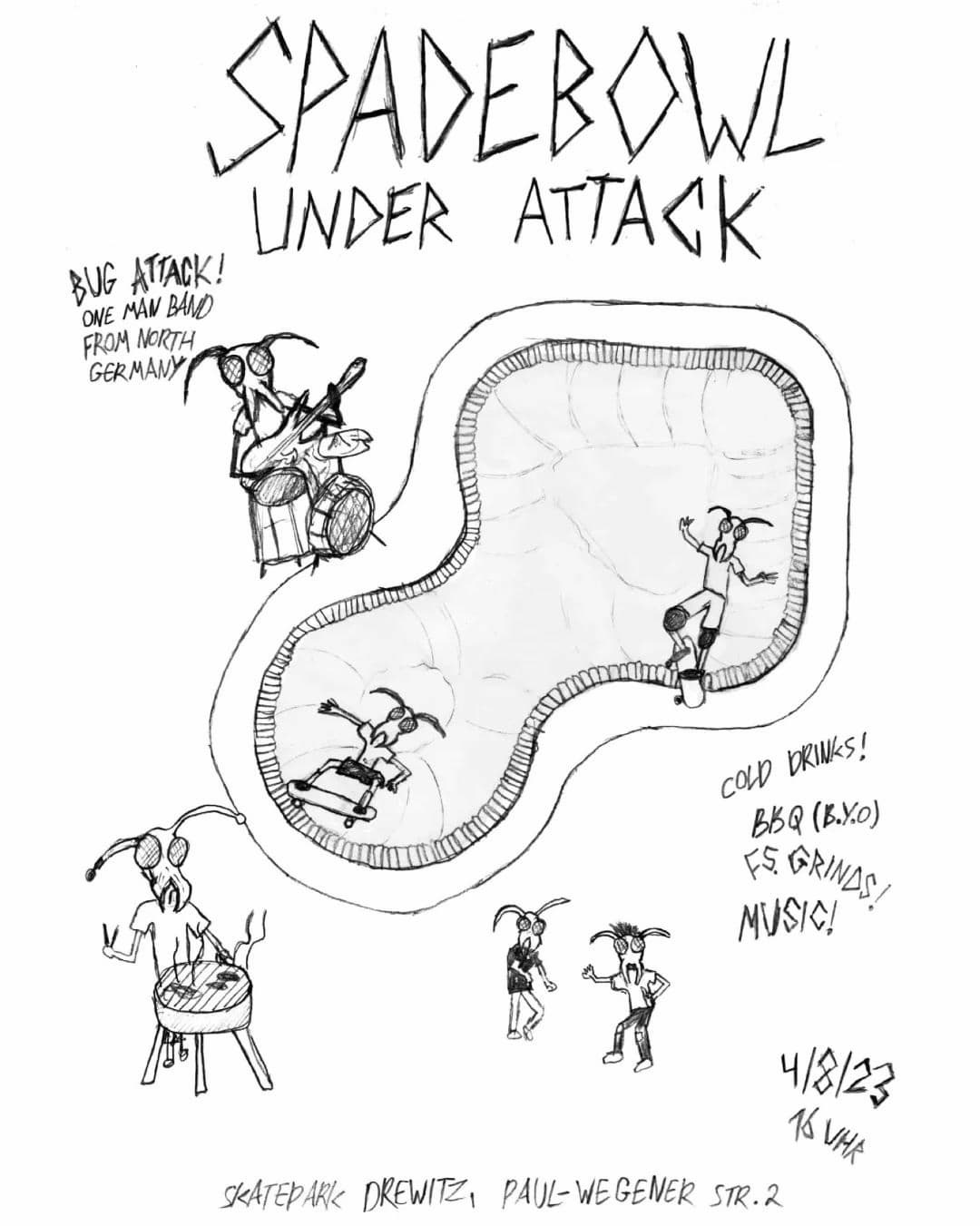 Spade Bowl Under Attack - Germany Flyer - Concrete Disciples Skatepark ...