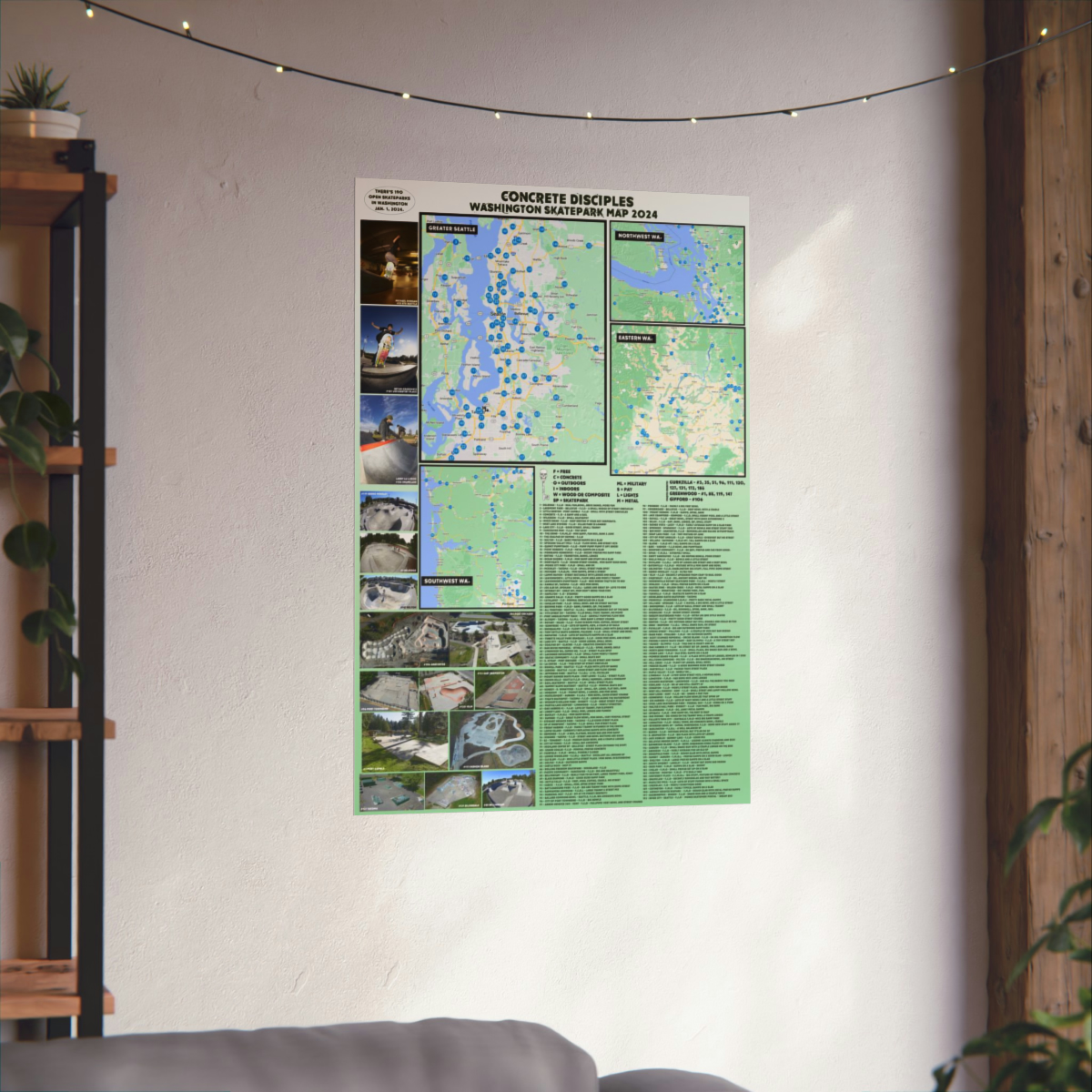 Concrete Disciples Washington Skatepark Map/Poster 24" x 36" - Concrete ...