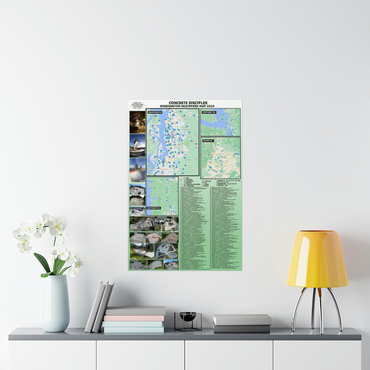 Concrete Disciples Washington Skatepark Map/Poster 24" x 36" - Concrete ...